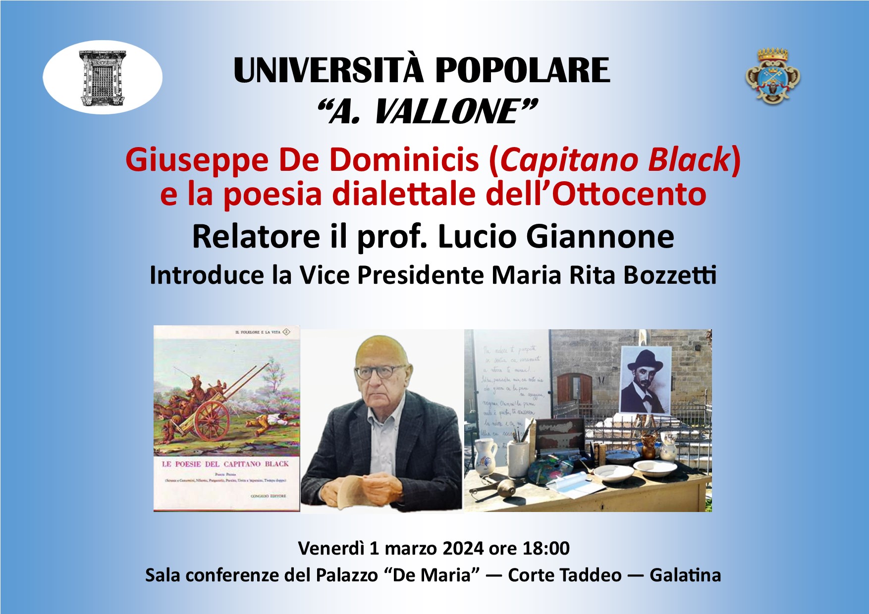 “Giuseppe De Dominicis (Capitano Black) e la poesia dialettale dell’Ottocento”